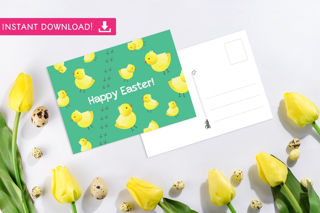 Printable Easter Card, Digital Postcard, Easter Greeting Card, Easter ...