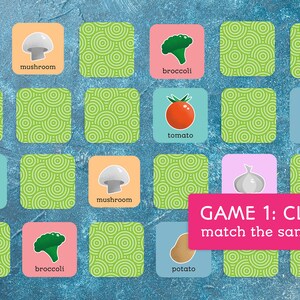 Vegetables Match Game, Printable Game, Match Game, Memory Game ...