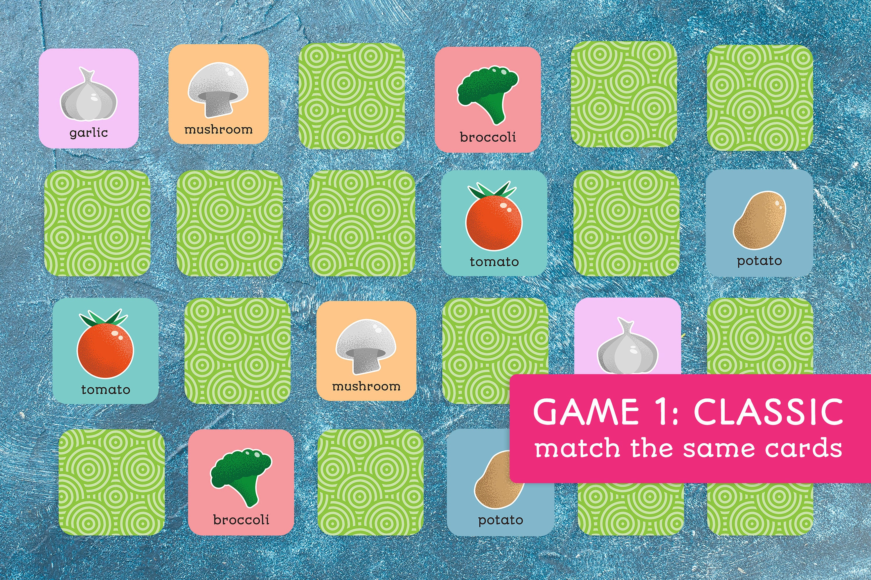 Vegetables Match Game, Printable Game, Match Game, Memory Game ...