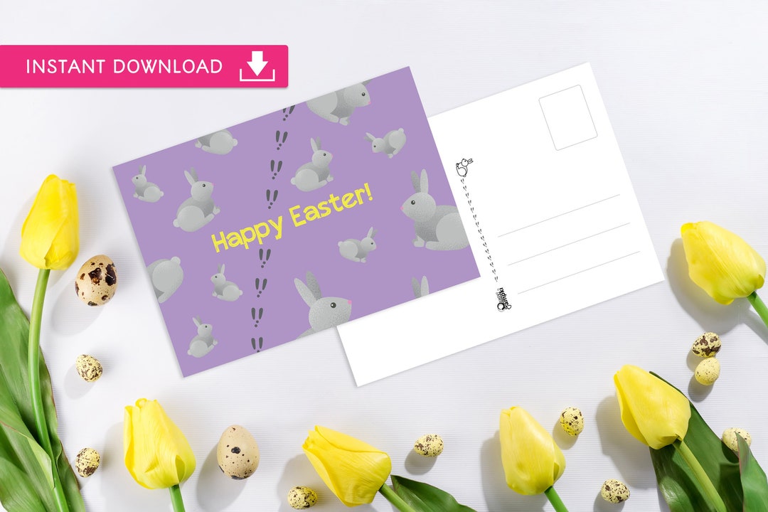 Printable Easter Card, Digital Postcard, Easter Greeting Card, Easter ...