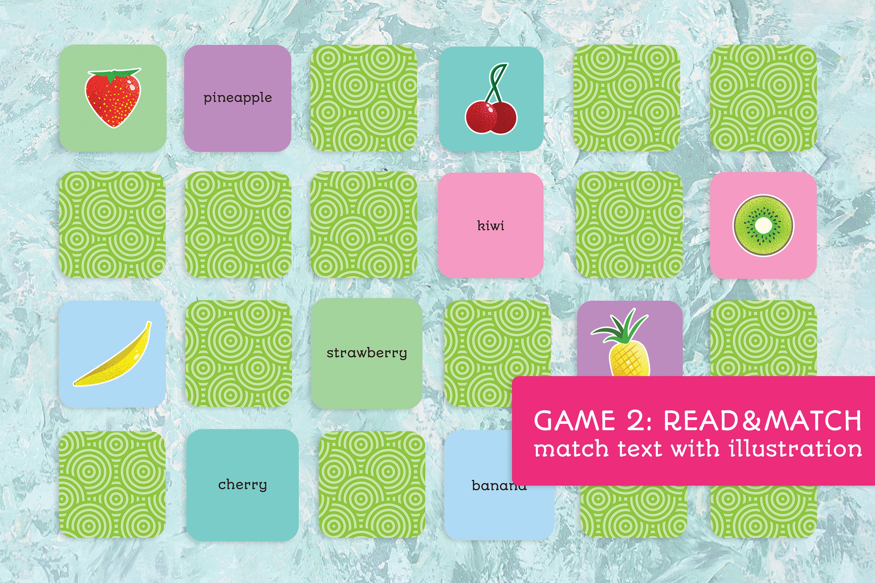 Fruits Matching Game, Preschool Activity, Printable Game, Match Food ...