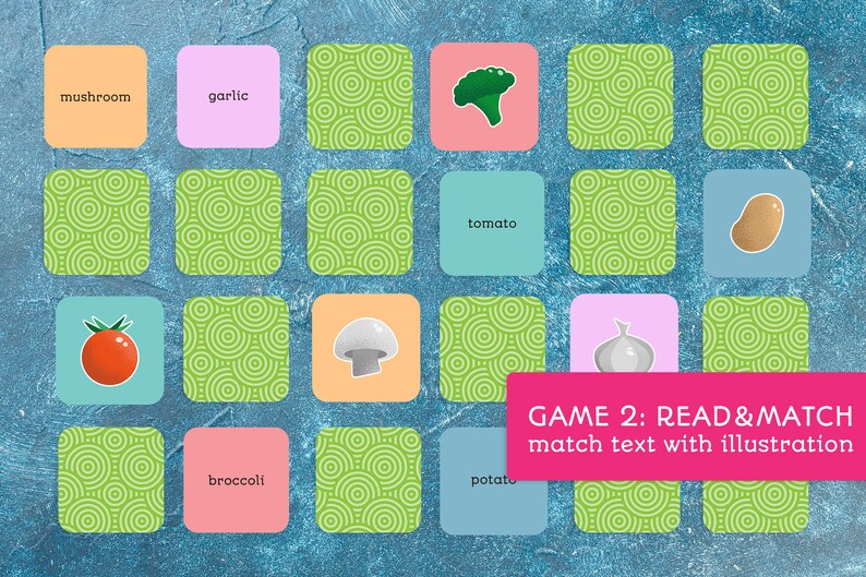 Vegetables Match Game, Printable Game, Match Game, Memory Game ...