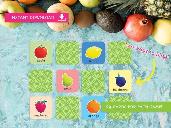 Fruits Matching Game Preschool Activity Printable Game - Etsy