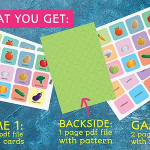 Vegetables Match Game, Printable Game, Match Game, Memory Game ...