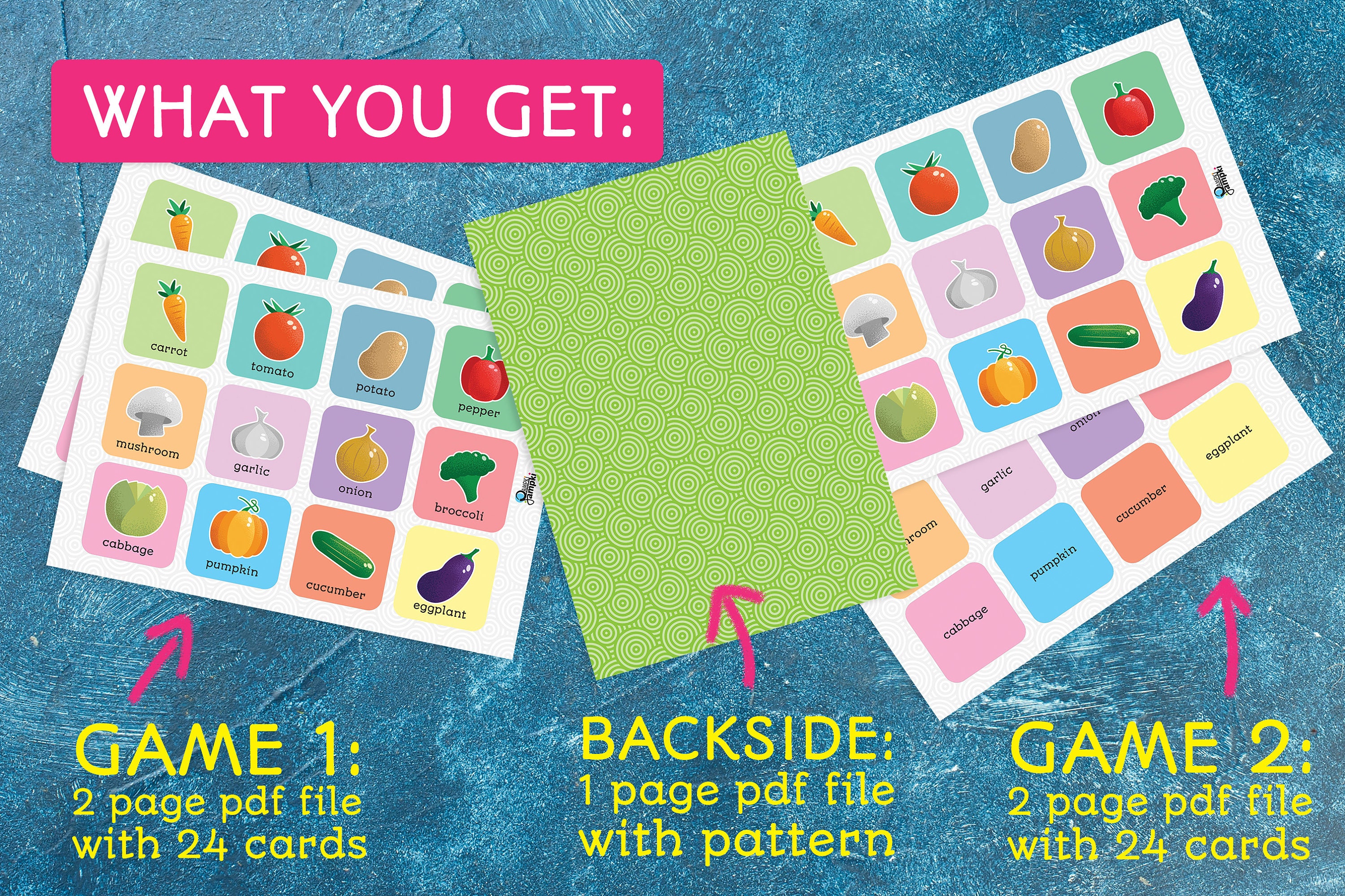 Vegetables Match Game, Printable Game, Match Game, Memory Game ...