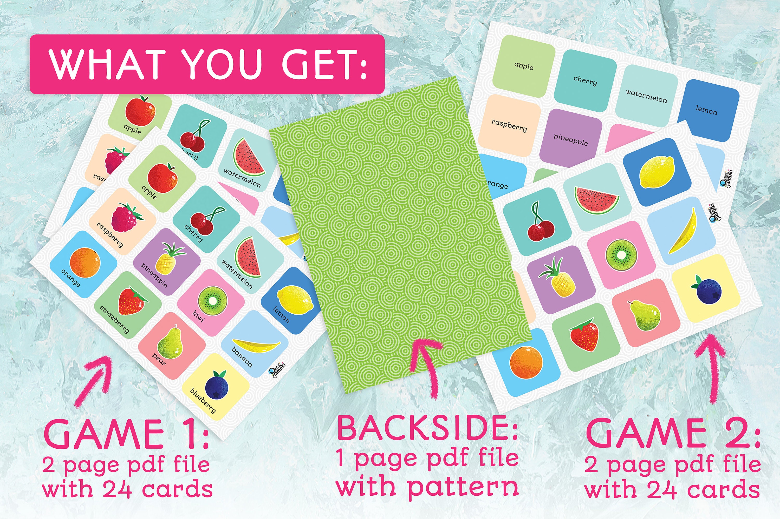 Fruits Matching Game, Preschool Activity, Printable Game, Match Food ...