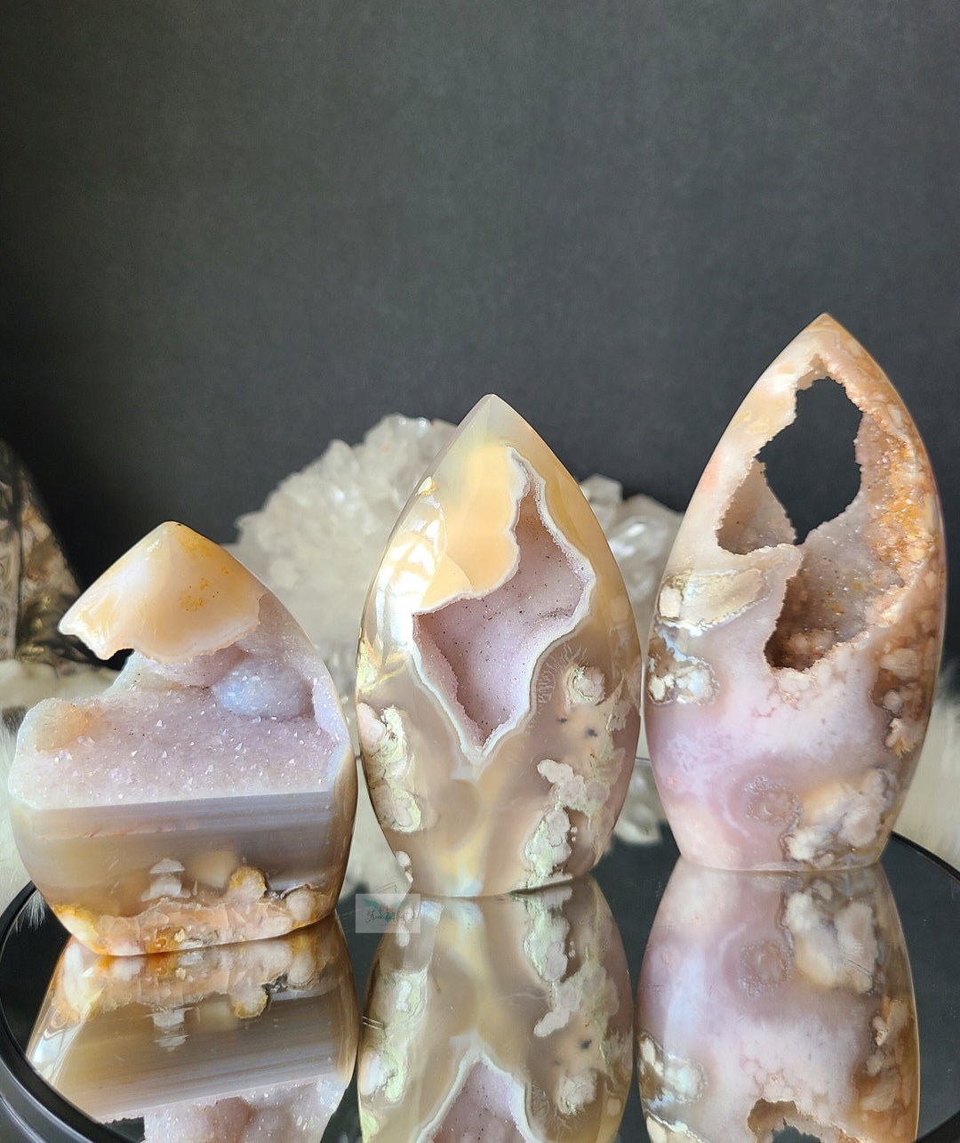 High Quality Pink Amethyst Flame, Druzy Pink Amethyst Flower Agate ...