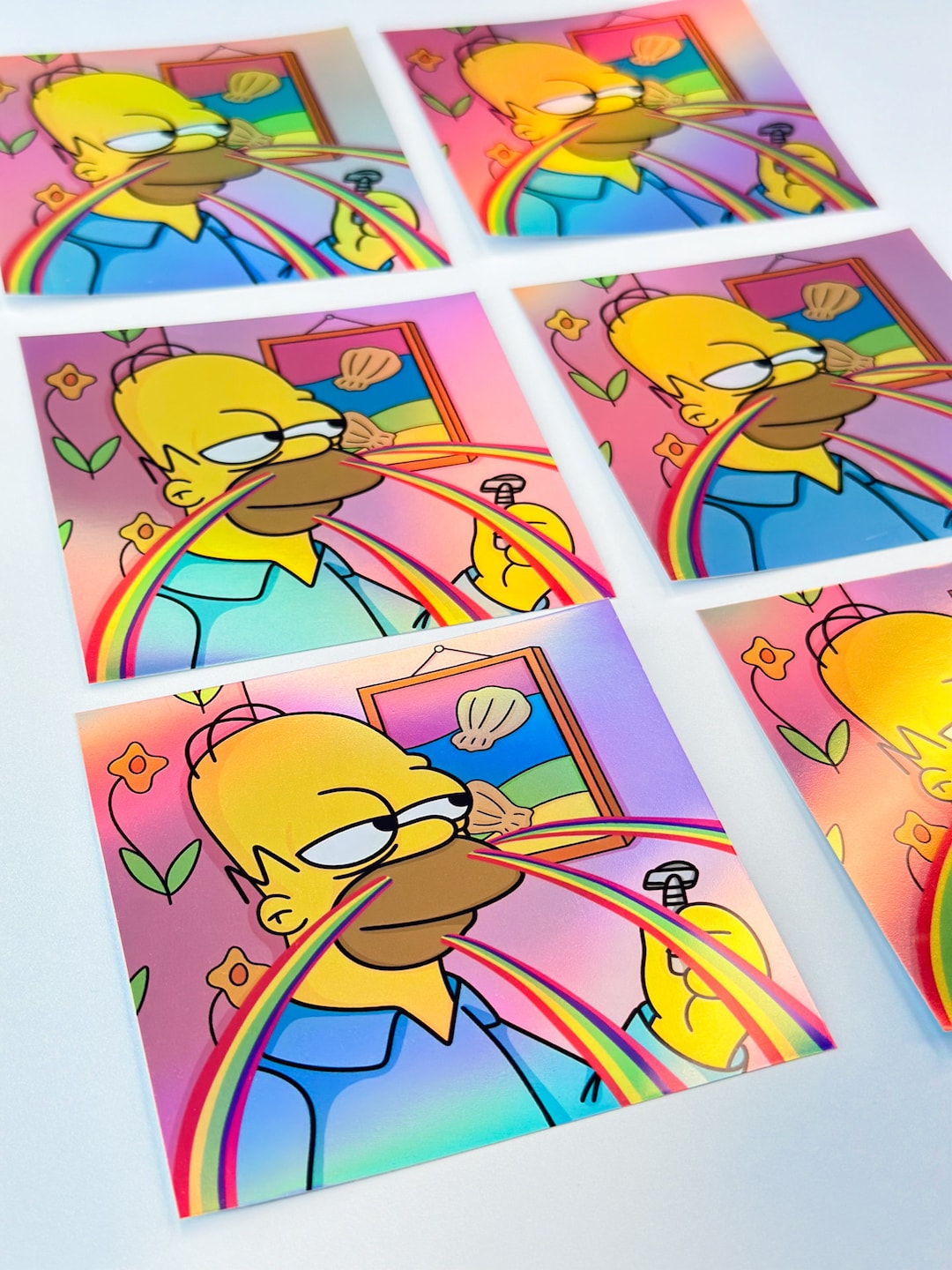 Homer Simpson Large Holographic Rainbow Effect Sticker - Waterproof ...