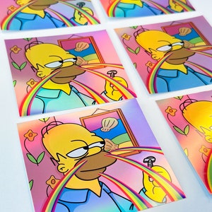 Homer Simpson Large Holographic Rainbow Effect Sticker Waterproof ...