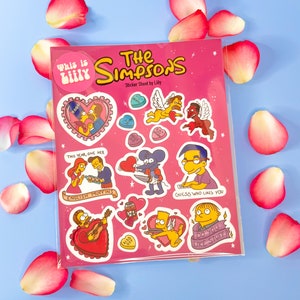 Simpsons Love-themed Sticker Sheet Waterproof Vinyl Stickers, Romantic ...