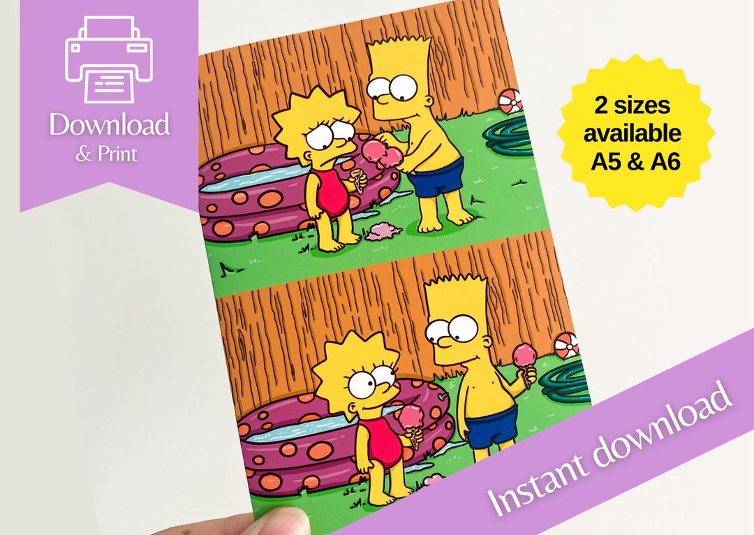 Simpsons Birthday Card: Bart & Lisa Ice Cream (PDF) - Etsy