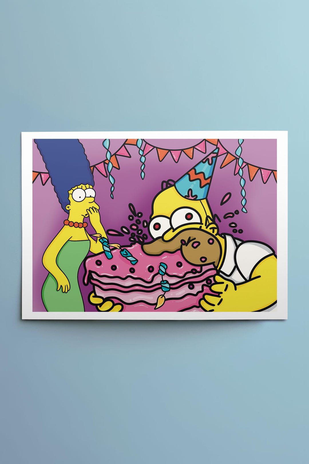 Homer Simpson Bites the Cake, the Simpsons Digital Art Card Instant ...