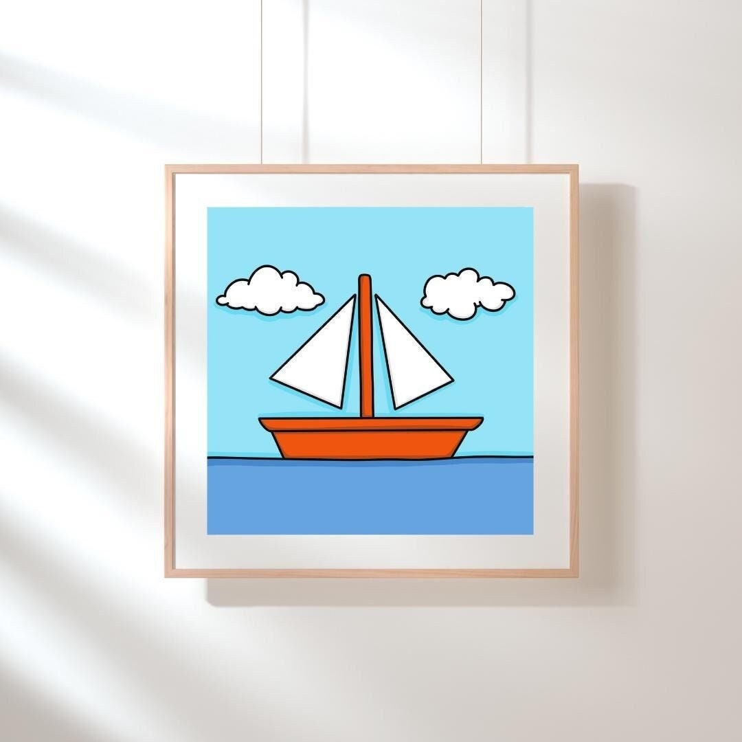 Simpsons Boat Art Print: Living Room Sailboat Painting (20x20 Cm) - Etsy