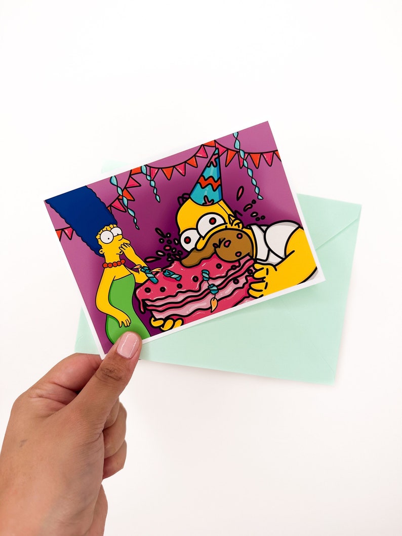 Homer Simpson Birthday Card: Funny Cake Lover Card - Etsy