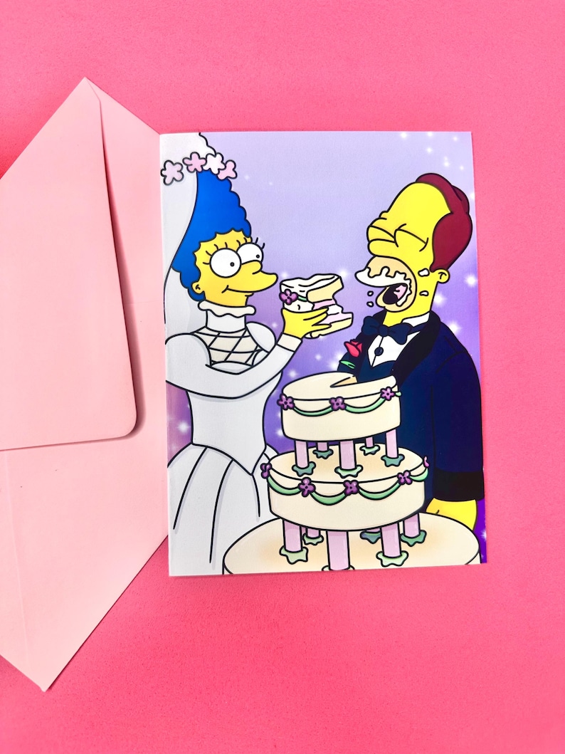The Simpsons Wedding Card: Homer & Marge Cake Smash - Anniversary ...