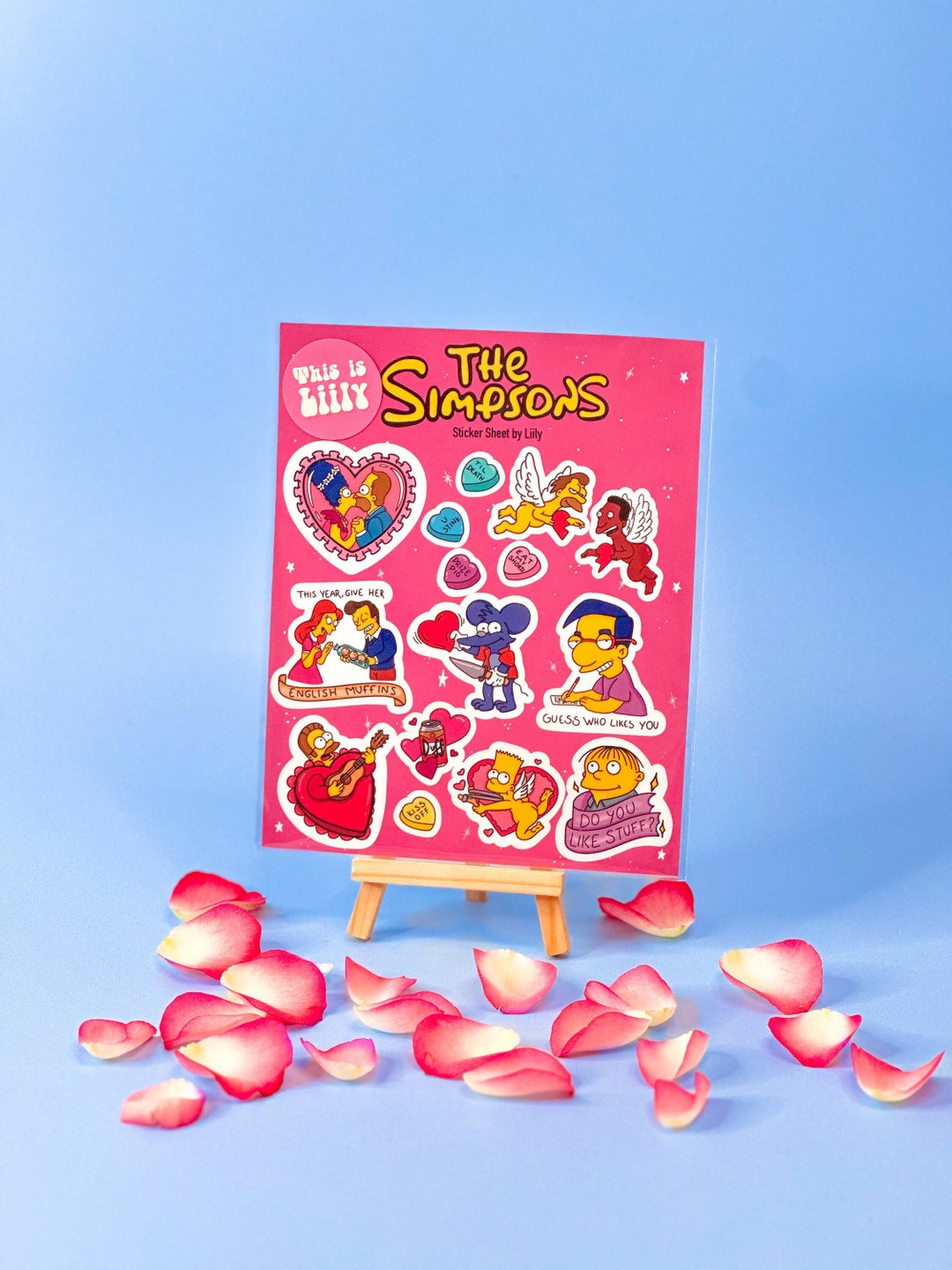 Simpsons Love-themed Sticker Sheet Waterproof Vinyl Stickers, Romantic ...