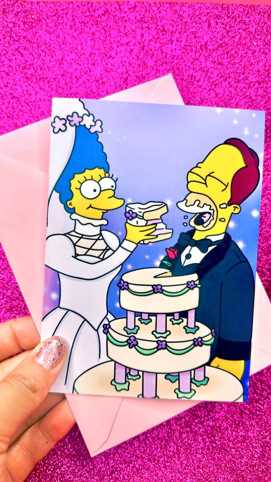 The Simpsons Wedding Card: Homer & Marge Cake Smash - Anniversary - Etsy