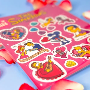Simpsons Love-themed Sticker Sheet Waterproof Vinyl Stickers, Romantic ...