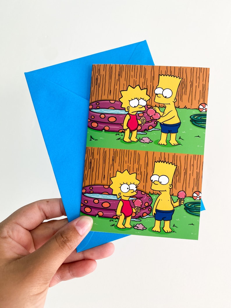 The Simpsons Sibling Card: Bart and Lisa Ice Cream Design - Etsy