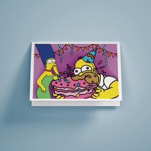 Homer Simpson Bites the Cake, the Simpsons Digital Art Card | Instant ...