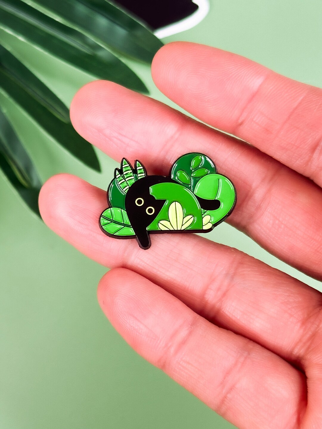 Cute Cartoon Black Cat Enamel Pin Cats and Plants Gardening Brooch Cute ...
