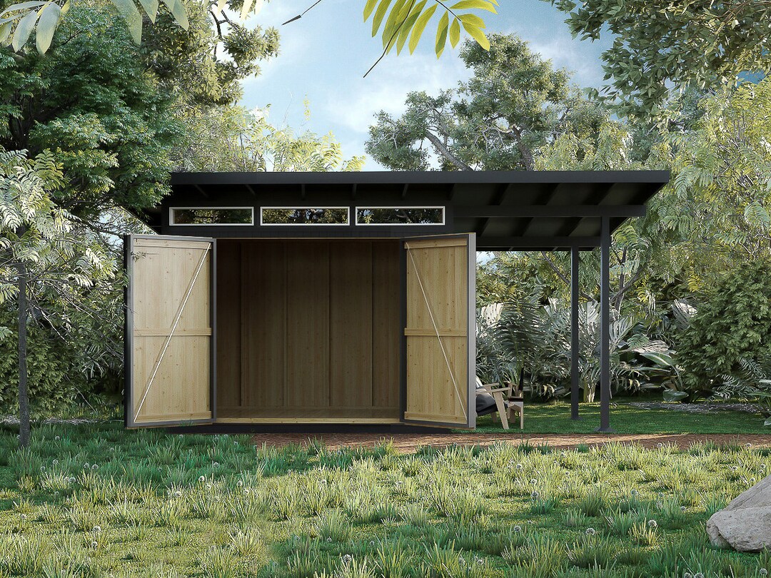 10X12 Modern Shed Plans PDF Step-by-step DIY Build Guide 3D Sketchup ...