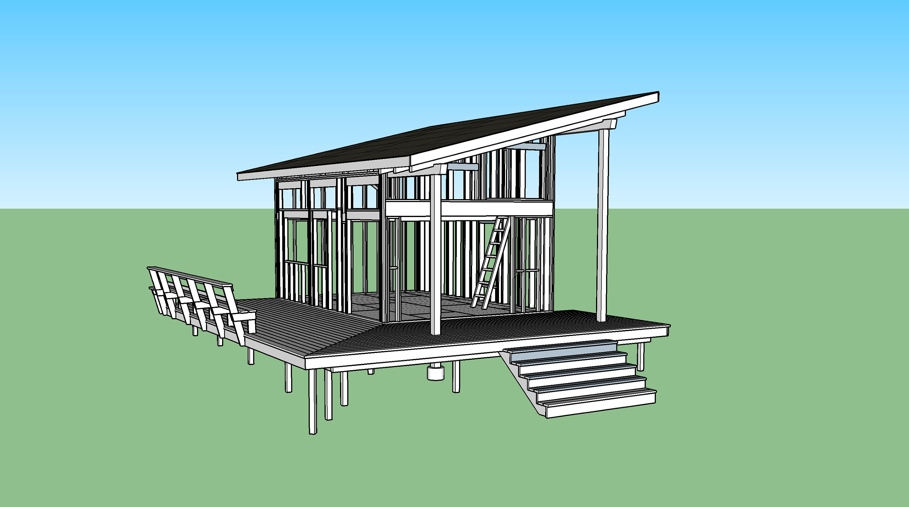 Modern Cabin Plans 3D Sketchup Model blueprints | Etsy