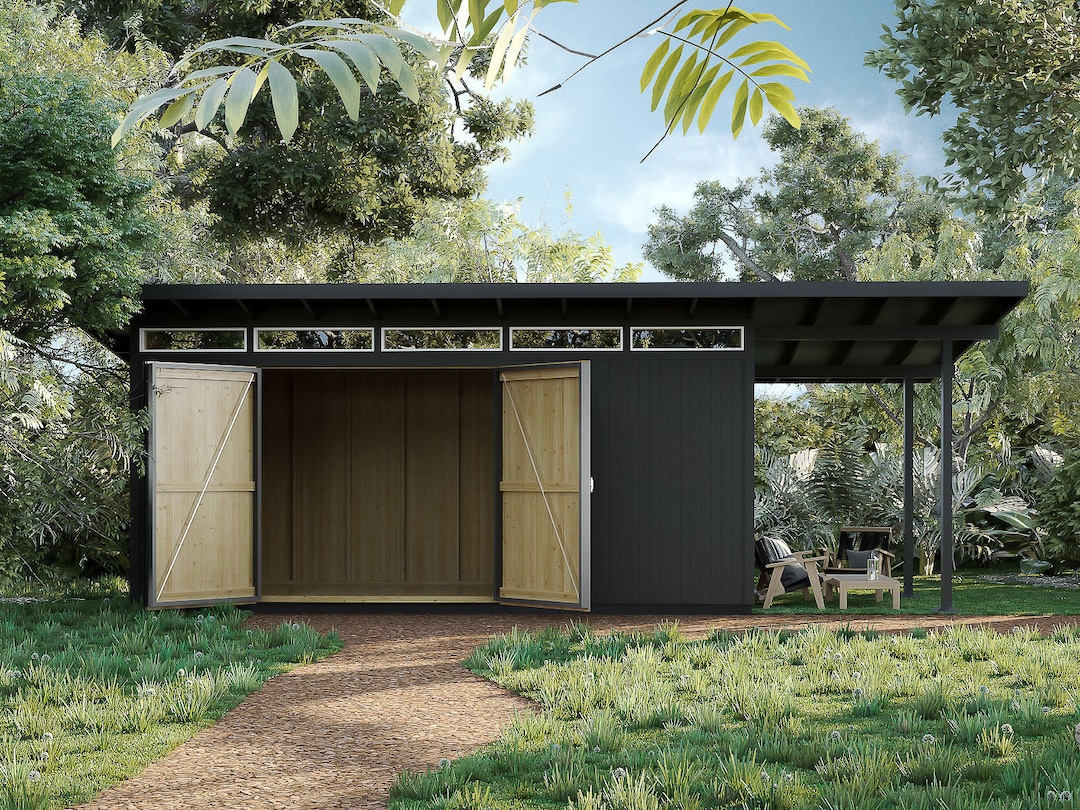 8X20 Modern Shed Plans PDF Step-by-step Illustrated Build Guide 3D ...