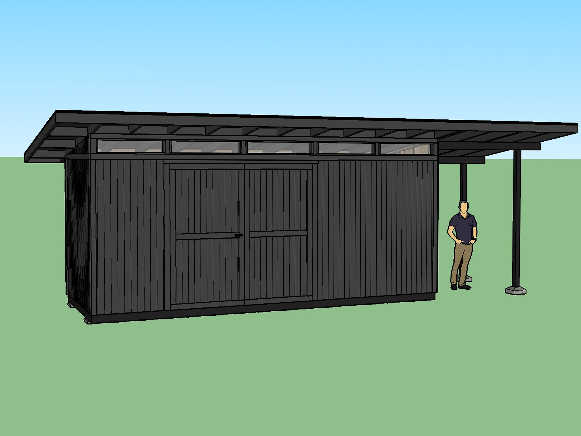 8X20 Modern Shed Plans PDF - Step-by-step Illustrated Build Guide - 3D ...