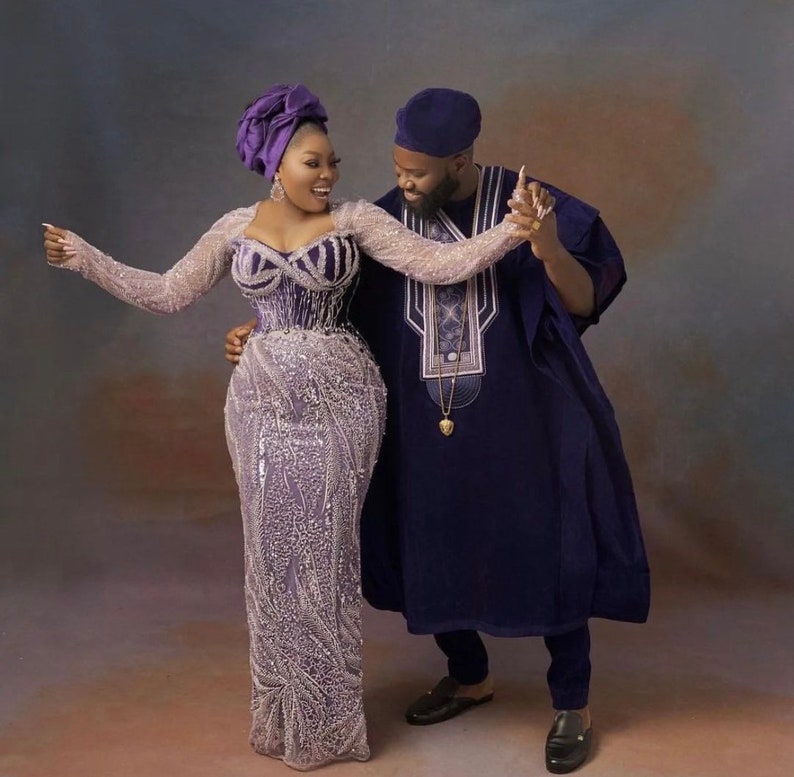 Couple Traditional Wedding Outfit Lace Corset Dress African - Etsy
