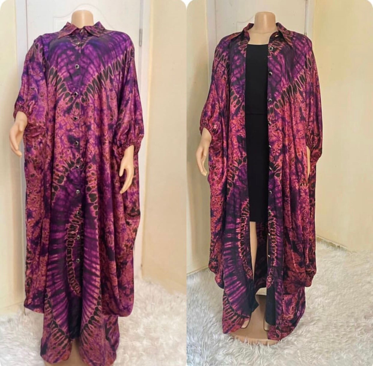 Adire Bubu Shirt Dress Adire Silk Dress African Bubu Dress | Etsy Canada