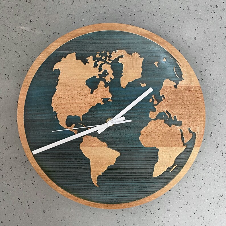 Mapa del mundo Reloj de pared / reloj boho / grabado relleno - Etsy México