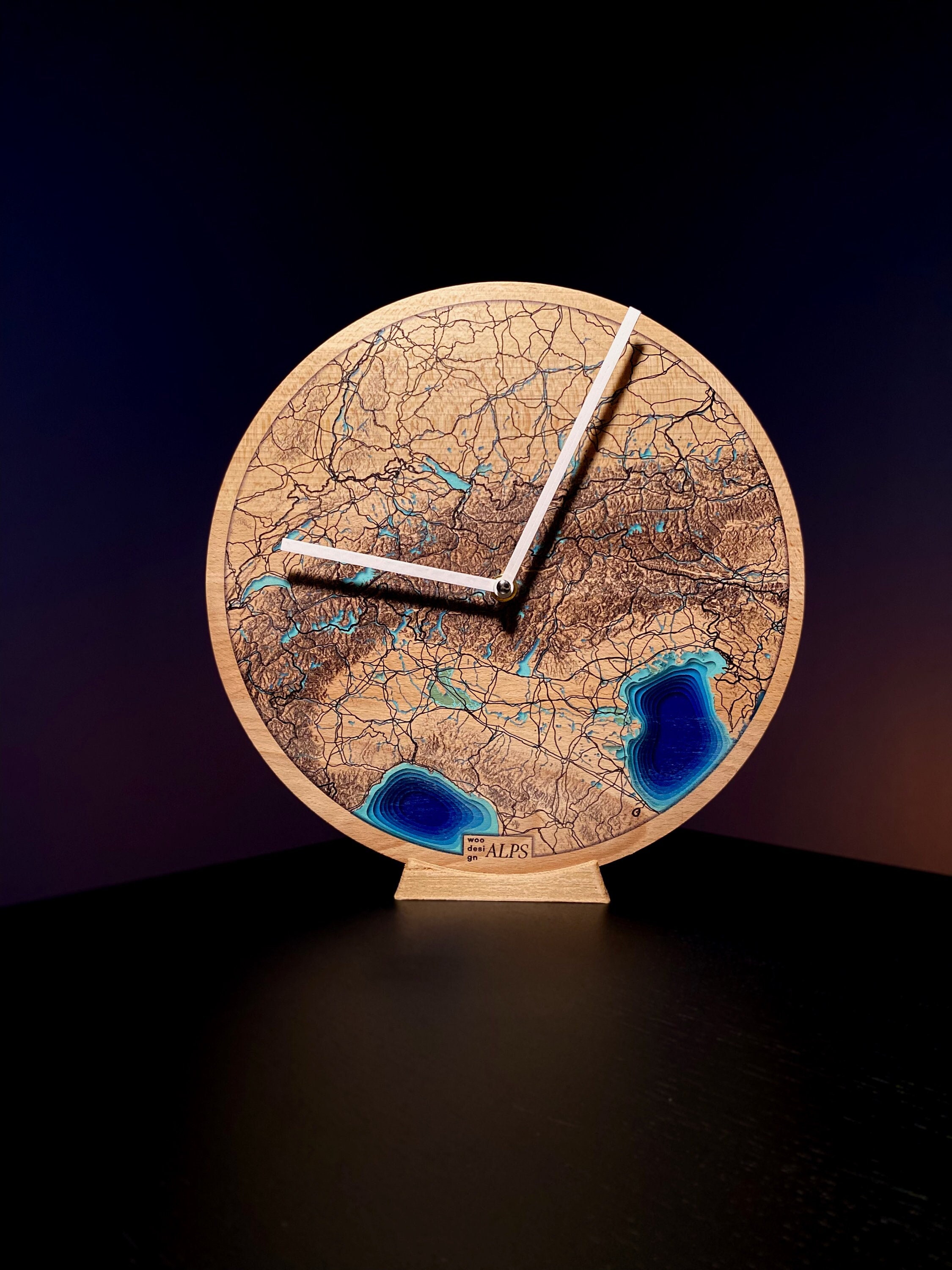 Alpine City Map Wooden Clock Rustic Home Decor, Silent 12 Unique Gift ...