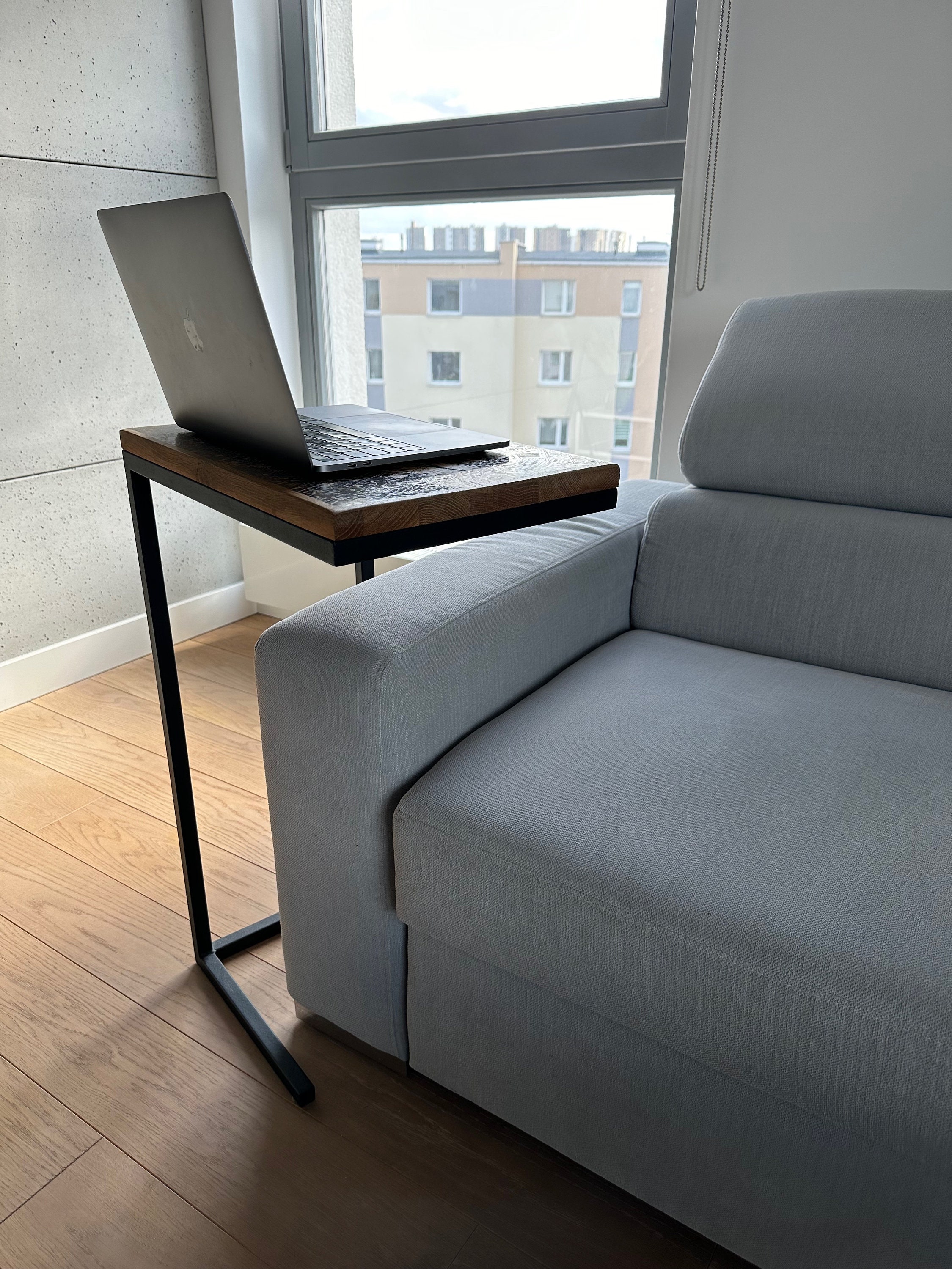 Stockholm Map Epoxy Resin Oak Laptop Side Table GLOW in the Dark - Etsy