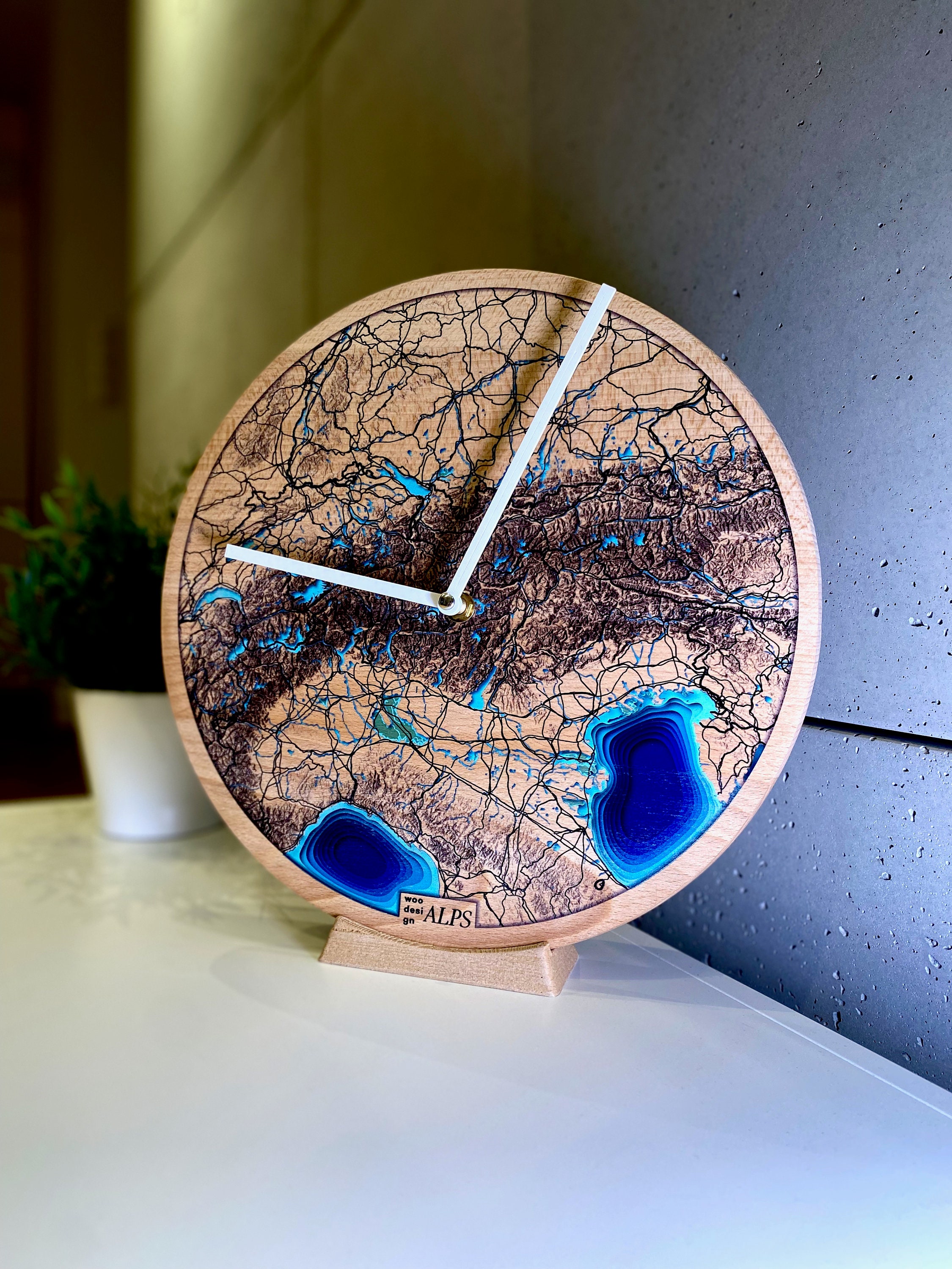 Alpine City Map Wooden Clock Rustic Home Decor, Silent 12 Unique Gift ...