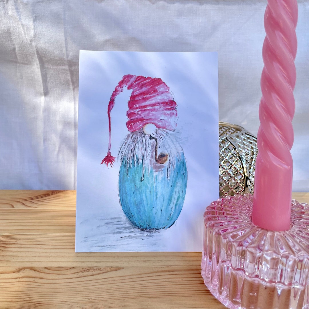 Gnome With Whistle Christmas Card - Etsy