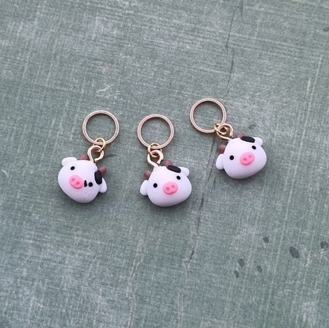 Cow Stitch Markers, Polymer Clay Farm Animals, Stitch Markers, Progress ...
