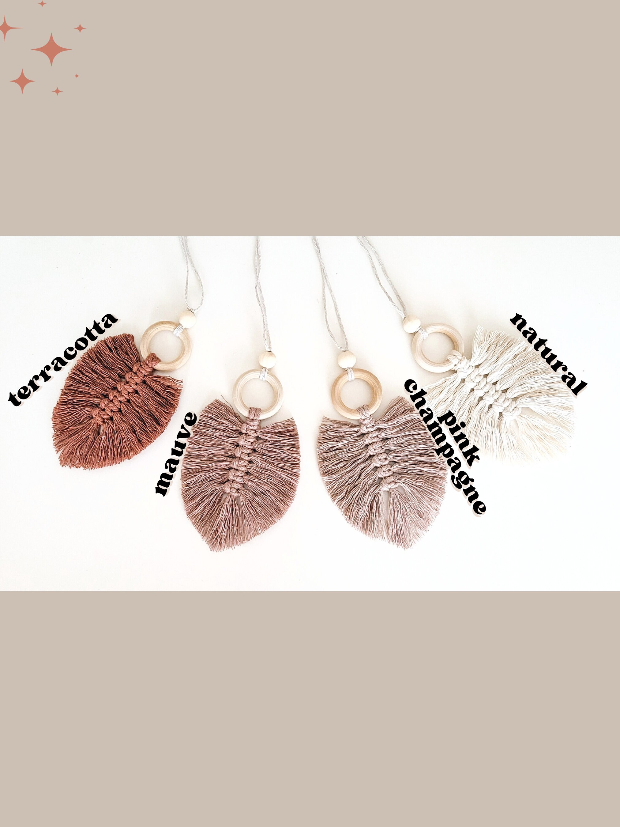 Macrame Feather Car Charm | Macrame Leaf, Rearview Mirror Accessories ...