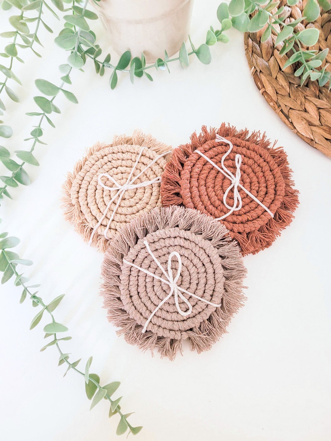 Macrame Coaster | Mug Rug, House Warming Gift for Women, Fringe Coaster ...