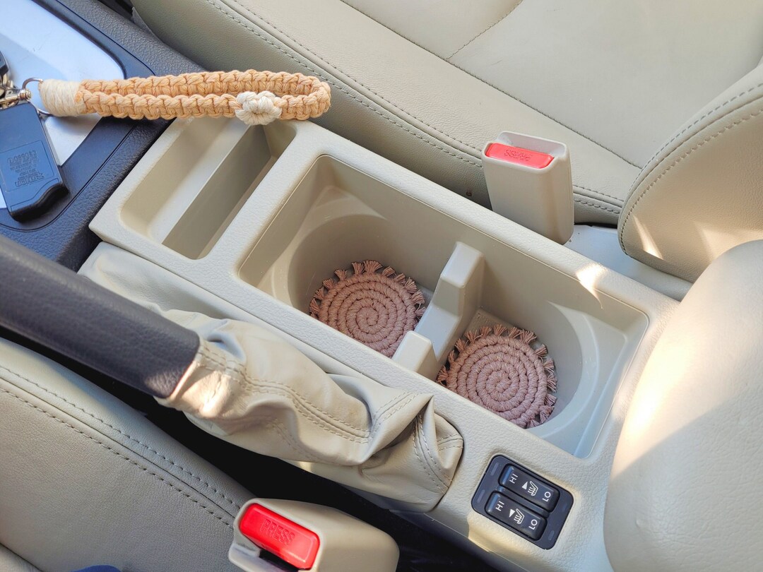 Macrame Car Coasters | Set of 2 Round, Cute Car Accessories for Women ...