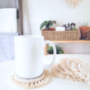 Macrame Coaster | Mug Rug, House Warming Gift for Women, Fringe Coaster ...