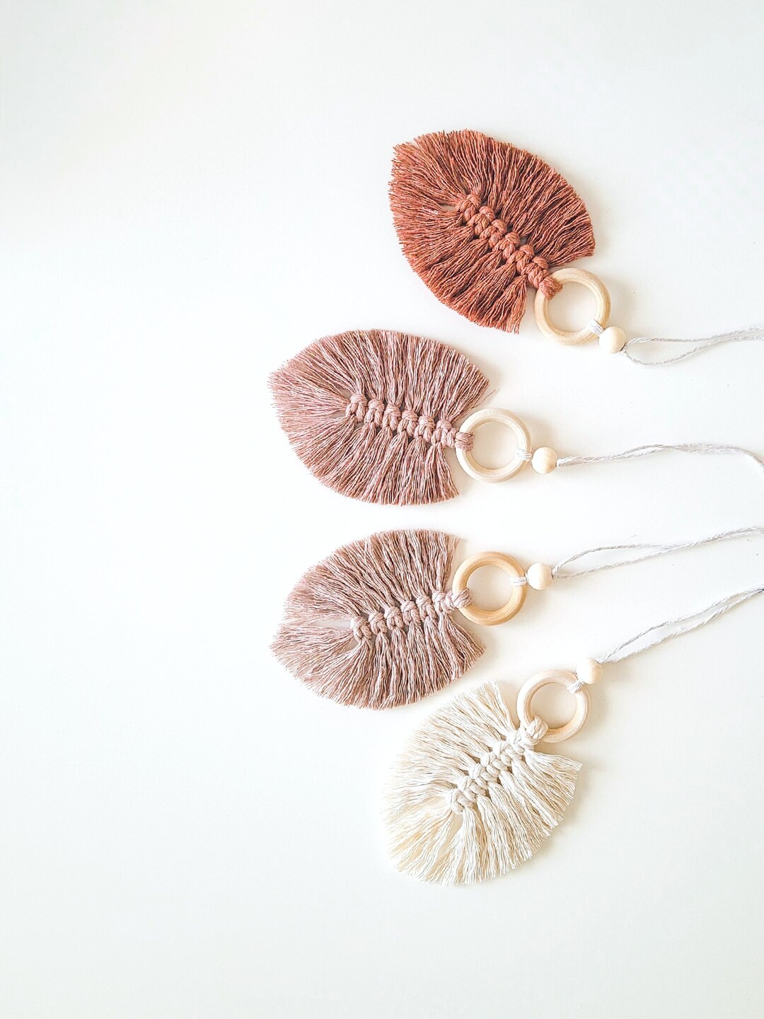 Macrame Feather Car Charm | Macrame Leaf, Rearview Mirror Accessories ...