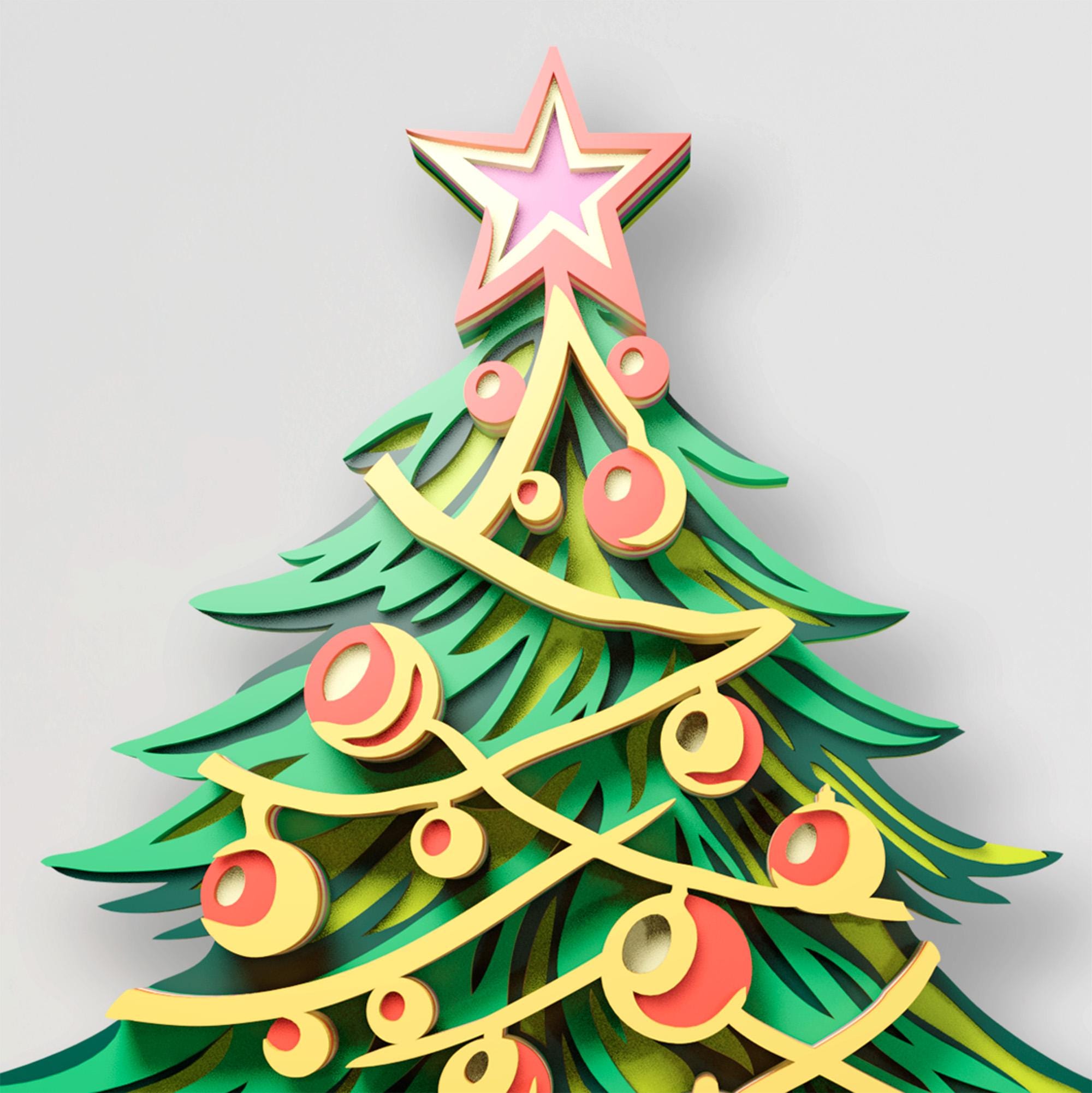 Christmas Tree Multilayer SVG | 3D Layered Christmas Mandala Laser Cut ...