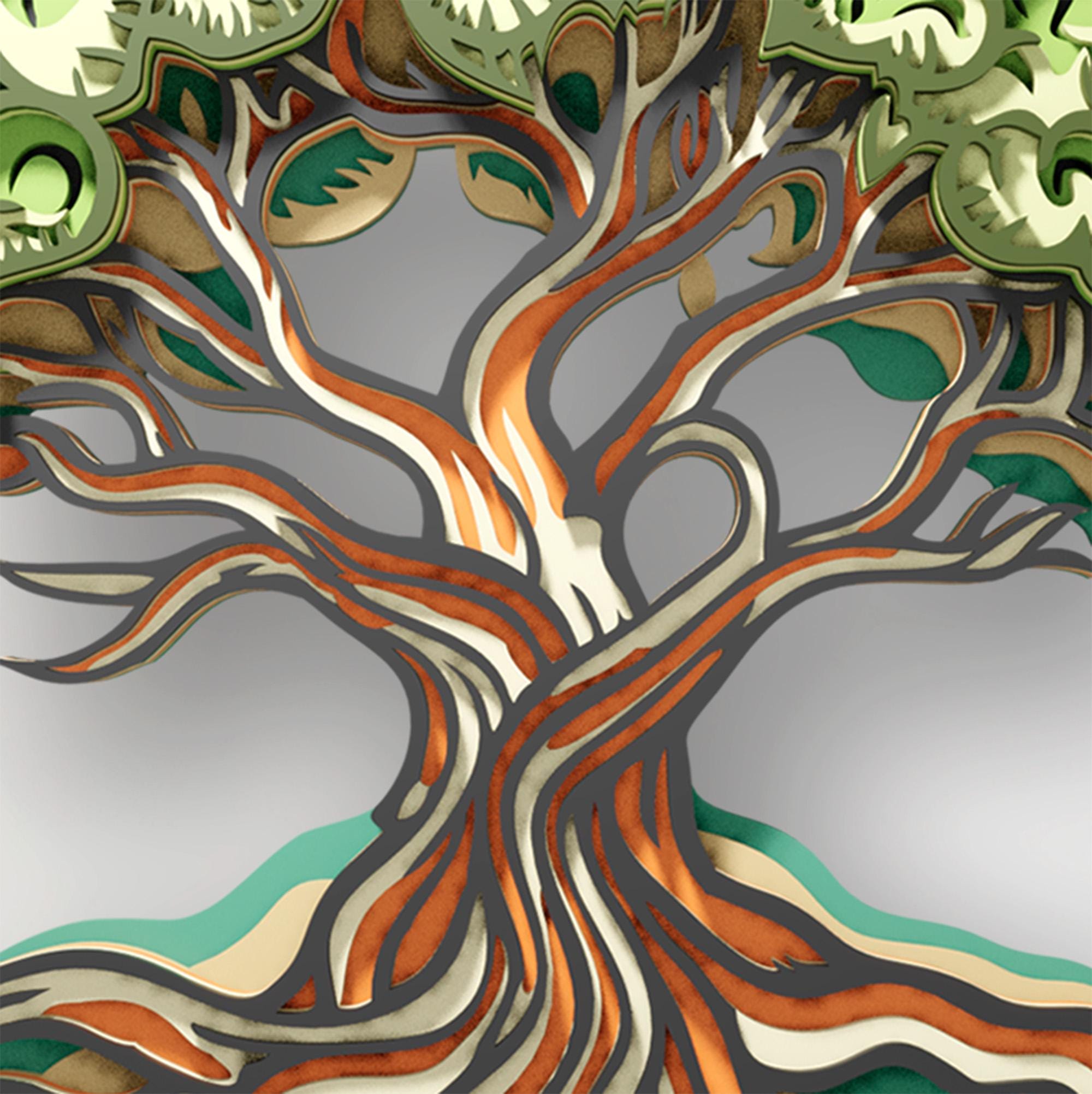 Tree of Life Multilayer SVG, 3D Mandala Wall Art, Layered Laser Cut ...