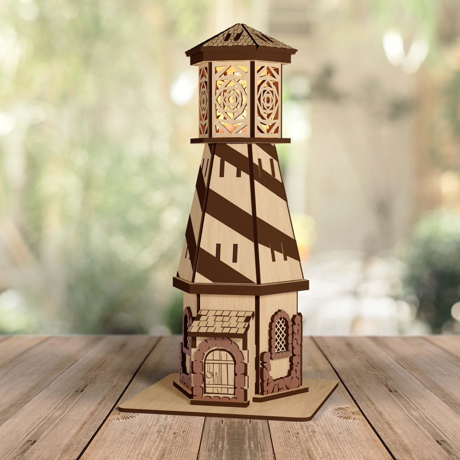 Wooden Lighthouse Laser Cut File, 3D Nautical Night Lamp, Plywood ...
