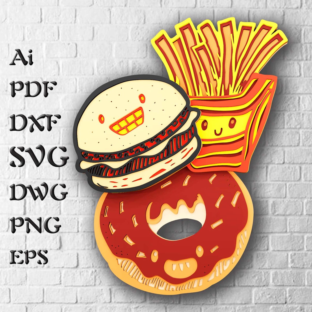 Fast Food Multilayer SVG Files for Cricut Projects, 3d Mandala SVG for ...