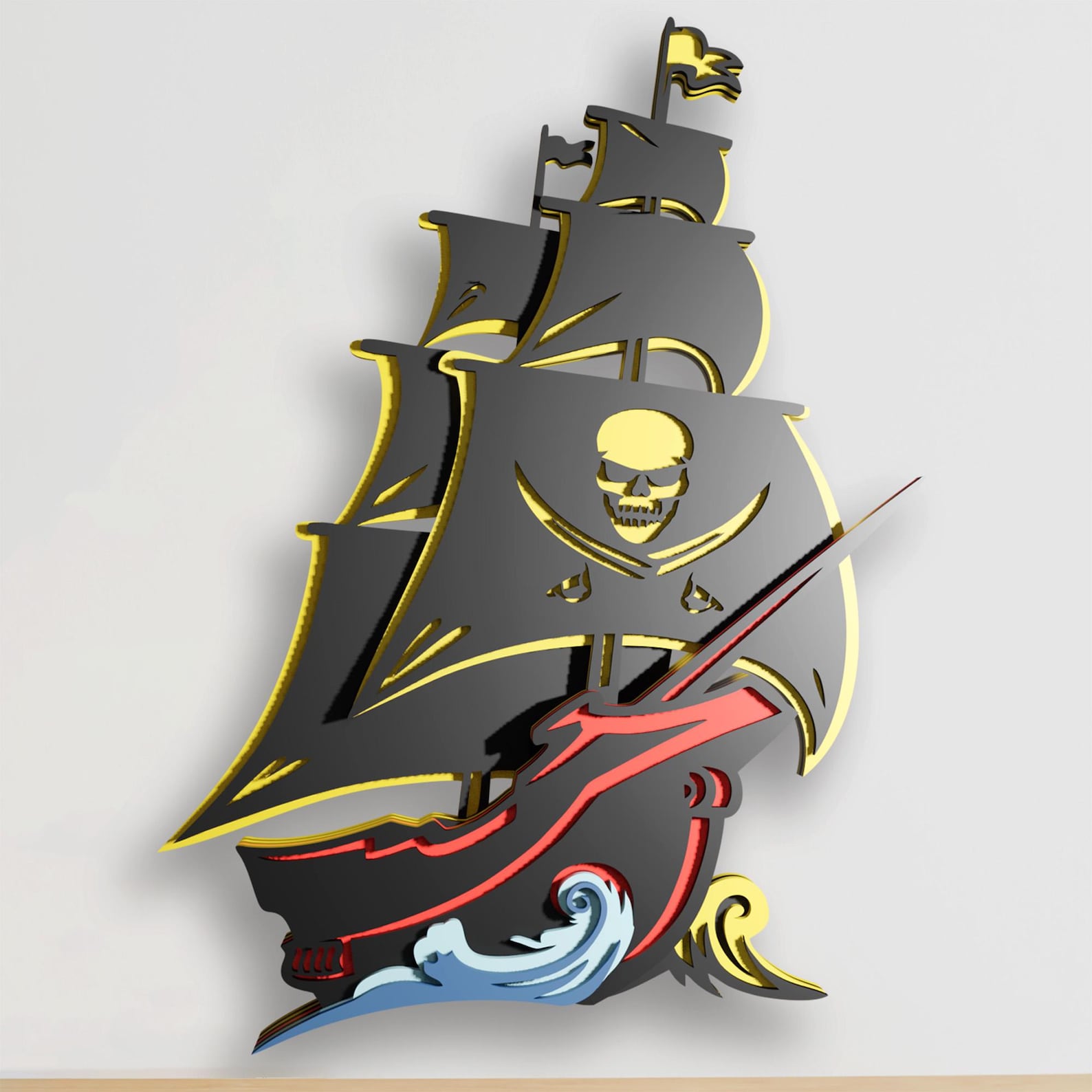 Pirate Ship Multilayer SVG | 3D Layered Nautical Mandala Laser Cut ...