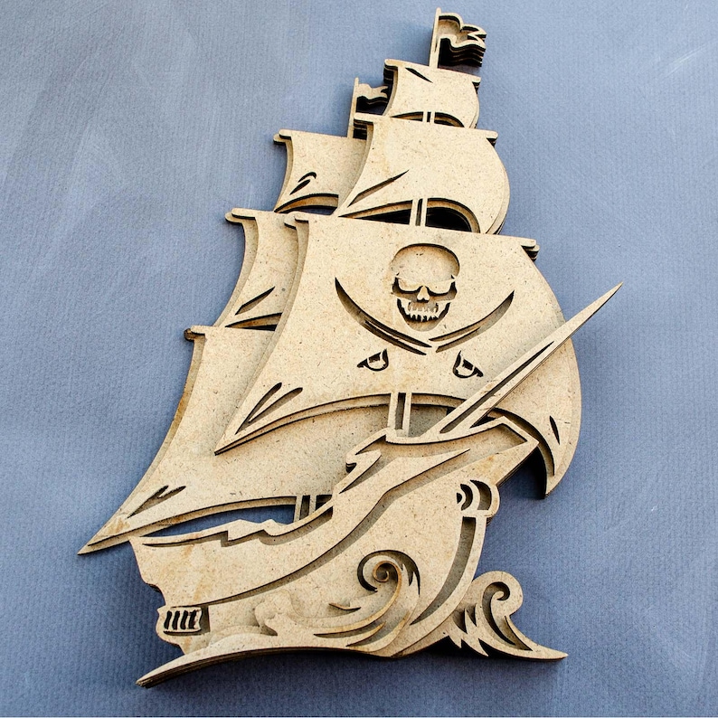 Pirate Ship Multilayer SVG | 3D Layered Nautical Mandala Laser Cut ...