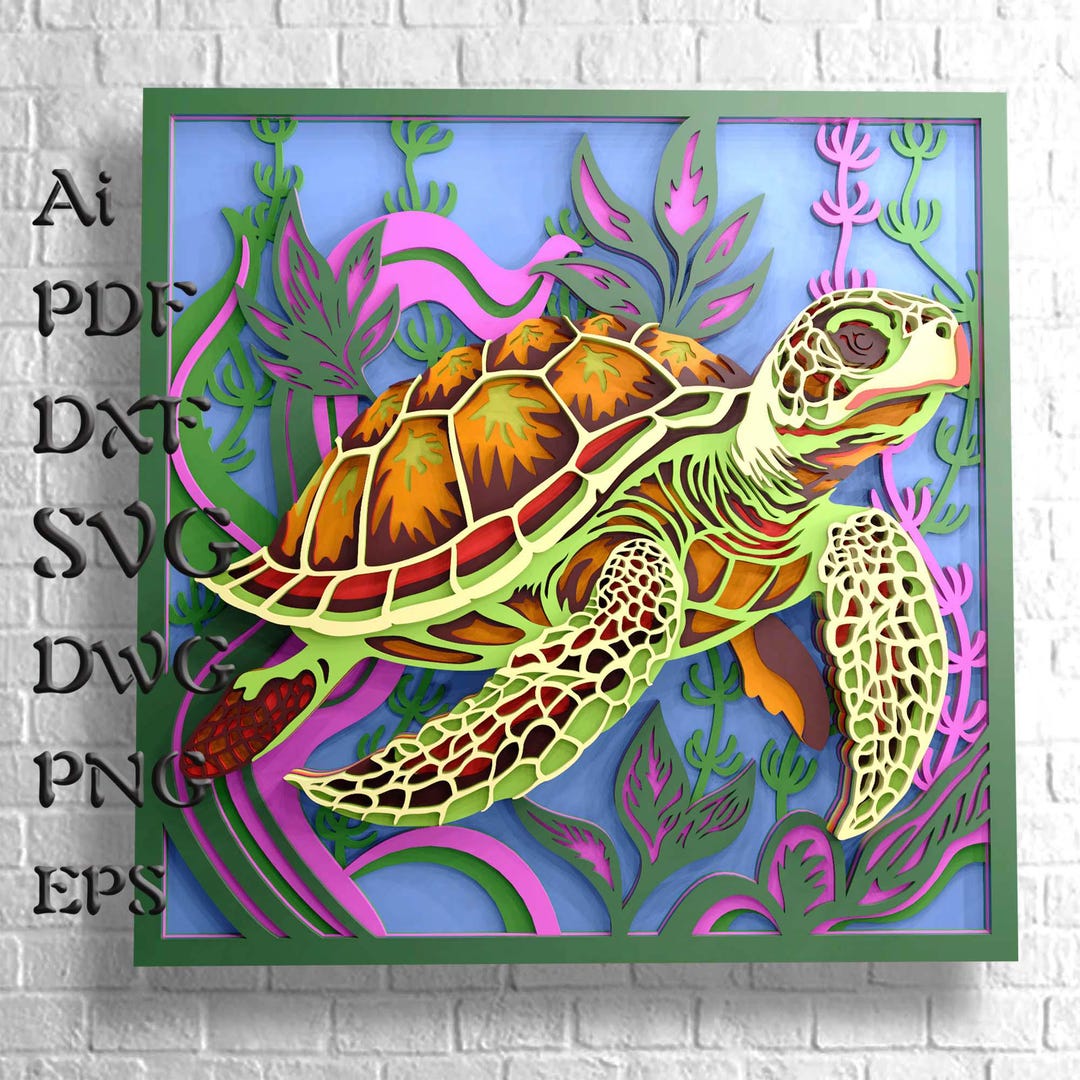Sea Turtle Mandala SVG Files, Wood or Paper Multilayer Panels Laser ...