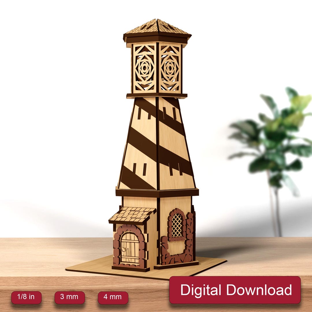 Wooden Lighthouse Laser Cut File, 3D House Night Light Lamp, Table ...